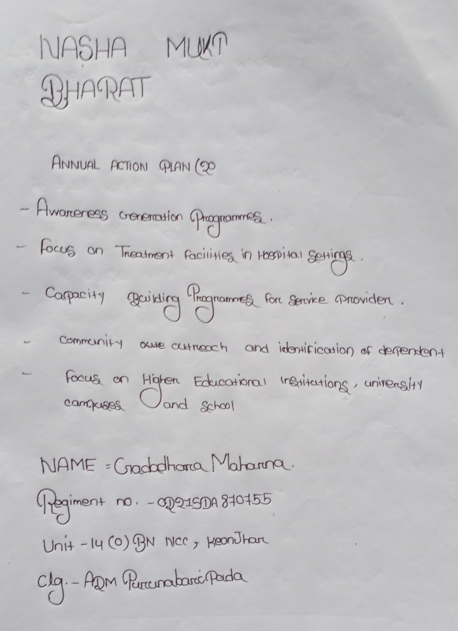 Nasha mukt bharat – India NCC