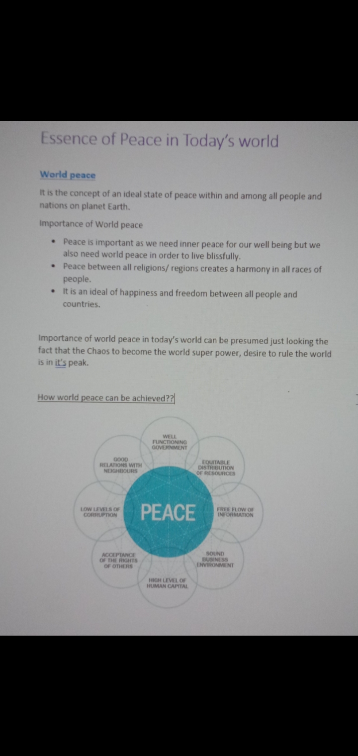 Essence of Peace in Today's World – India NCC