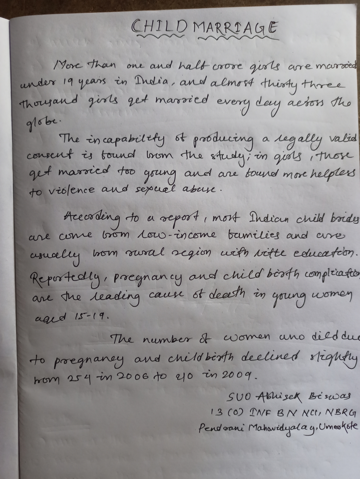 Child marriage – India NCC