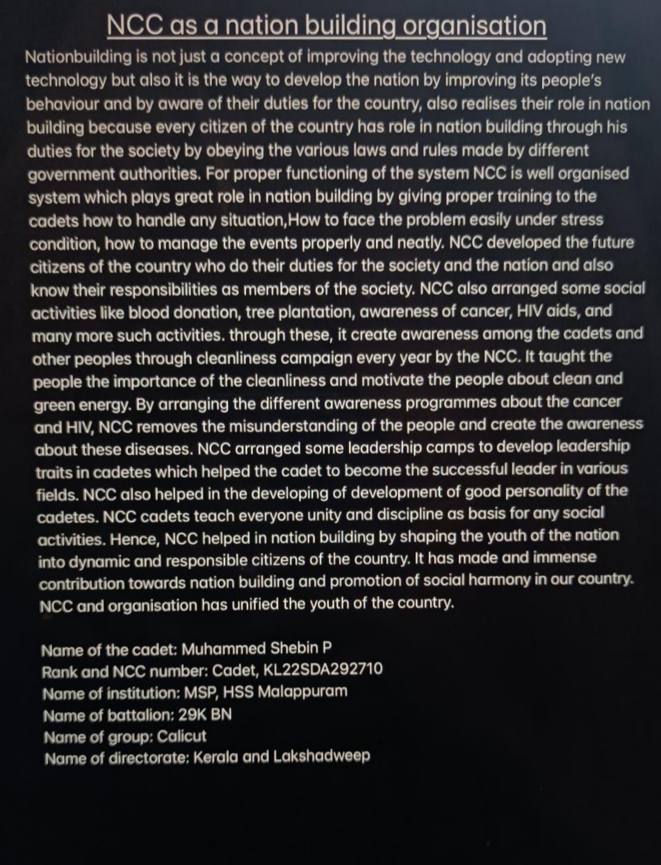 NCC AS A NATION BUILDING ORGANISATION – India NCC