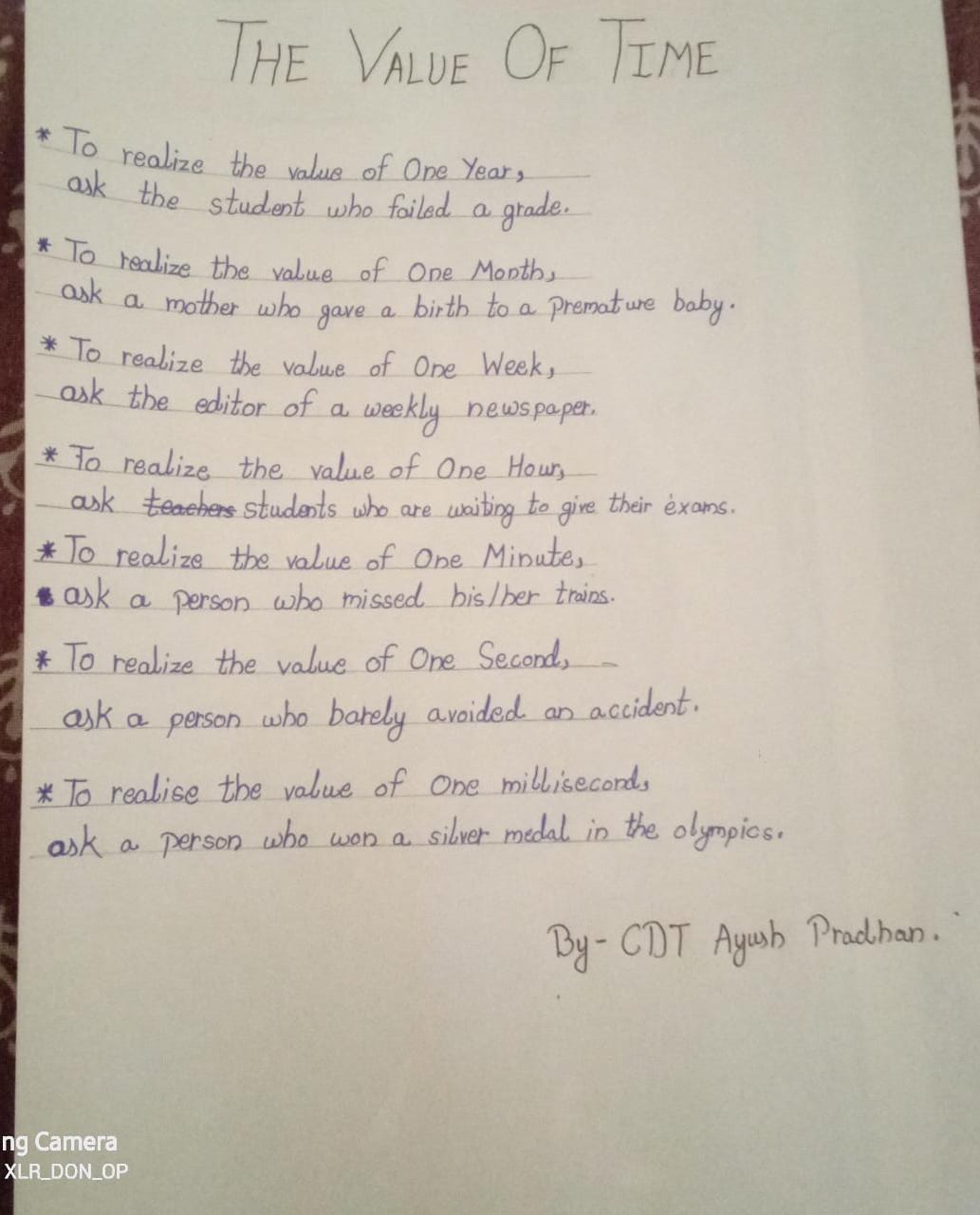 The Value Of Time India Ncc