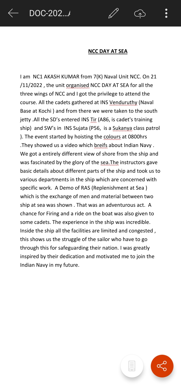 Ncc day at sea – India NCC