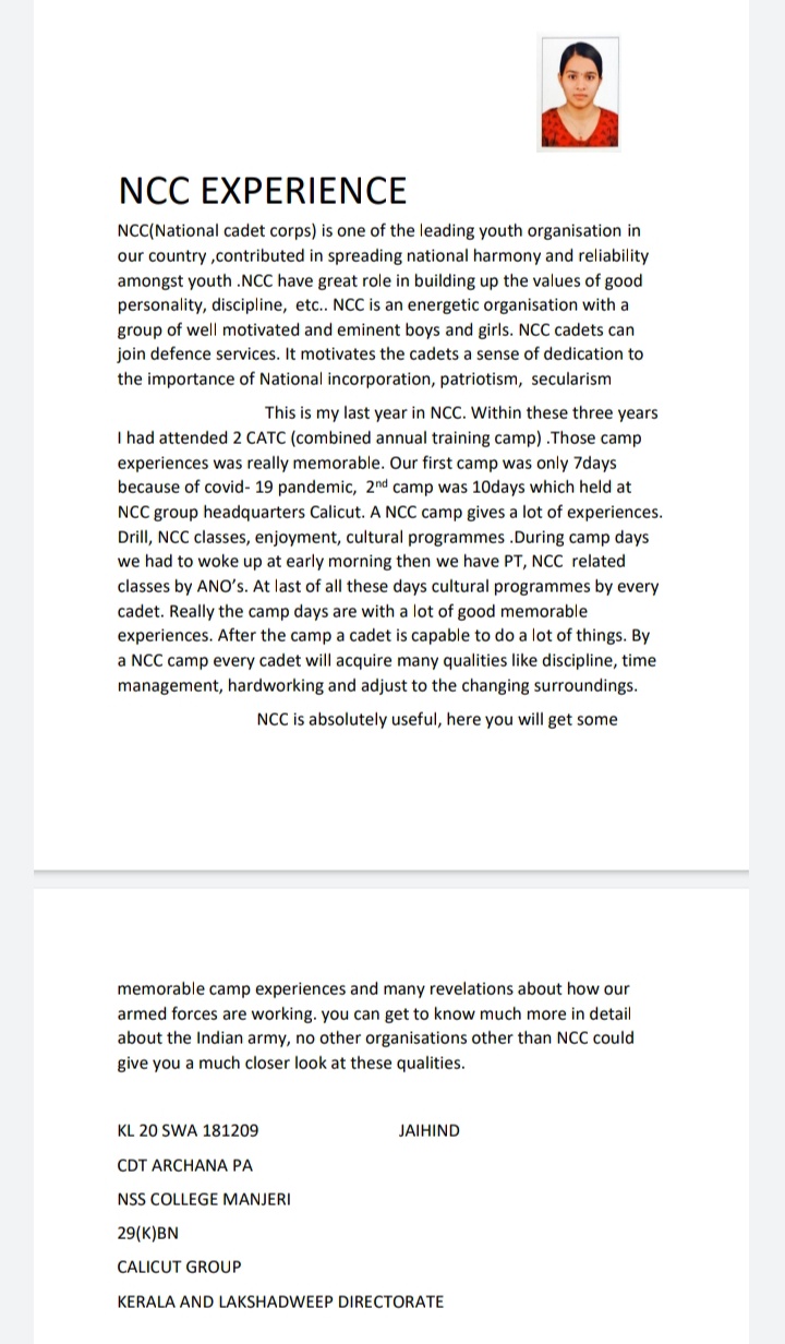 Ncc experience – India NCC