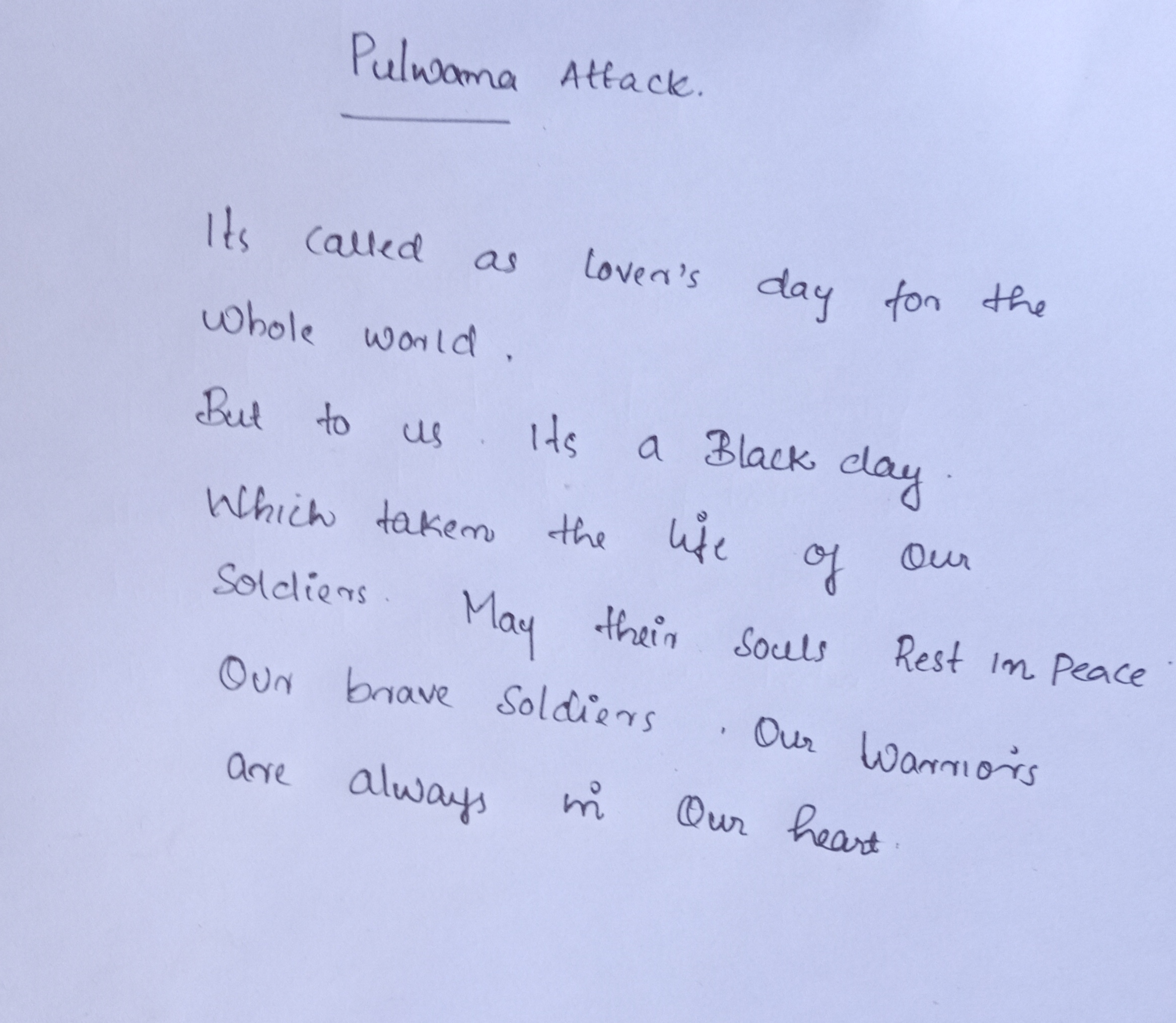 Pulwama attack poem – India NCC