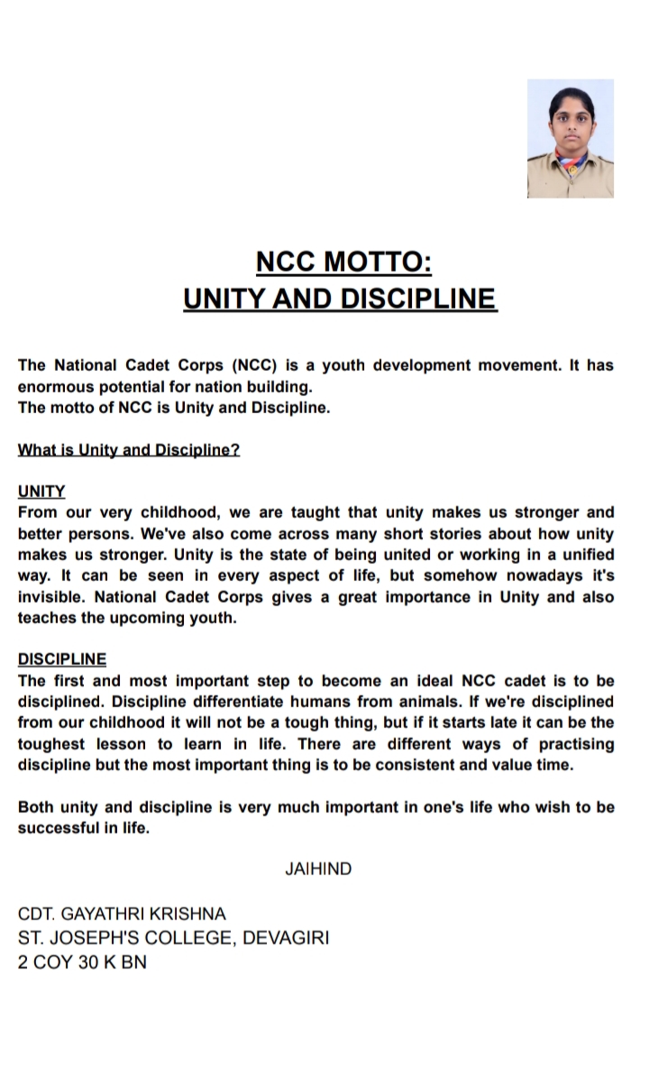 NCC MOTTO – India NCC