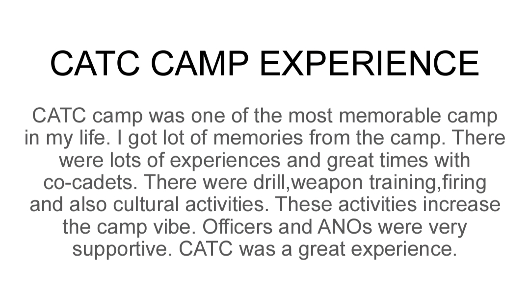 CATC camp experience – India NCC