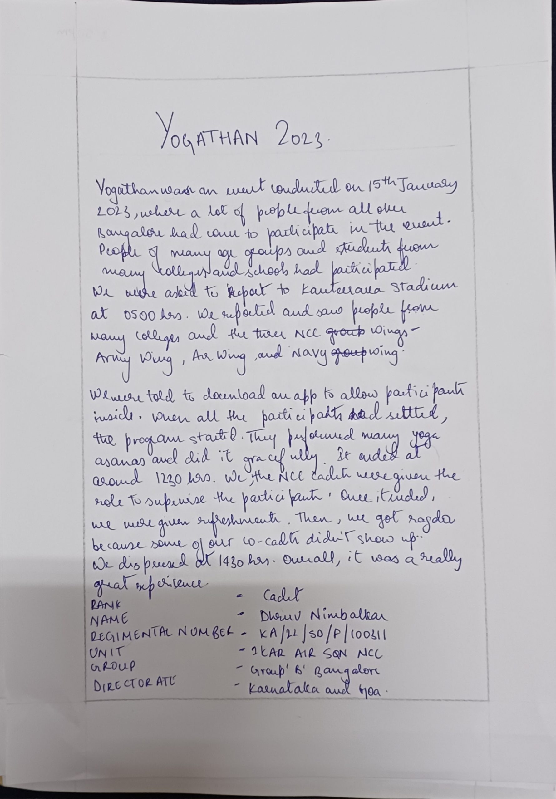 Yogathon 2023 – India NCC