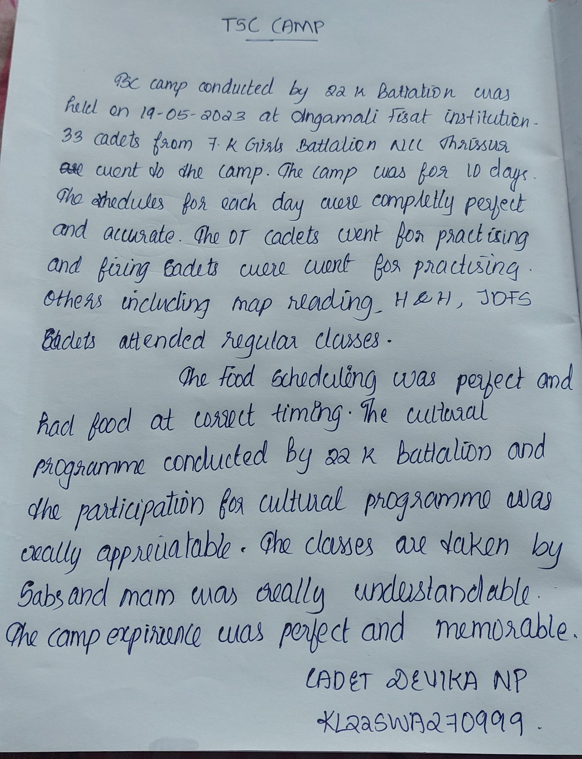 TSC CAMP – India NCC